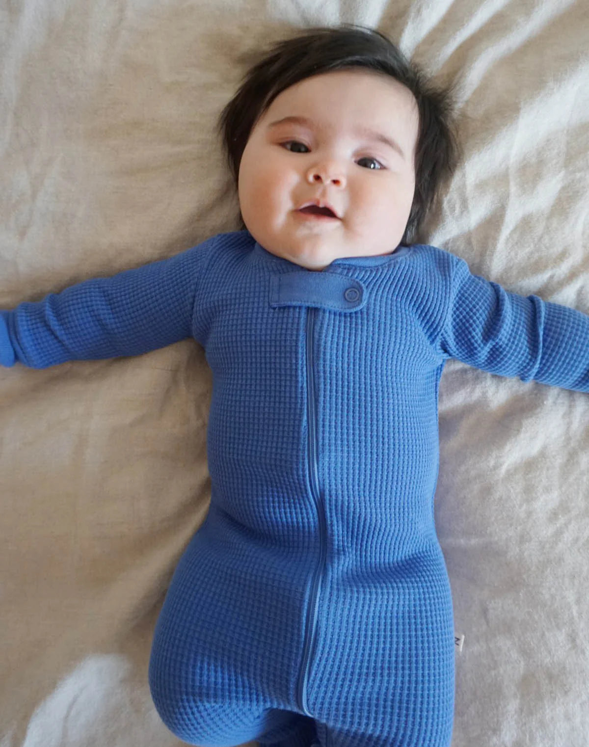 Kids Waffle Footie Sleeper - French Blue – Thistle & Poppy