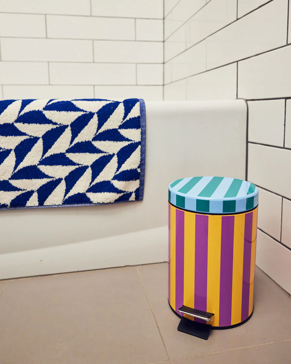 Bathroom Trash Bin - Ronnie Stripe – Thistle & Poppy