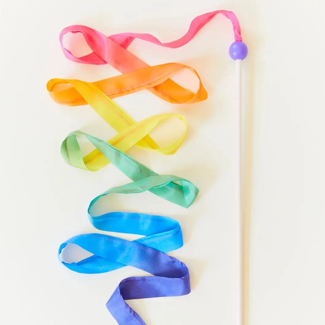 Rainbow Silk & Wood Streamer – Thistle & Poppy